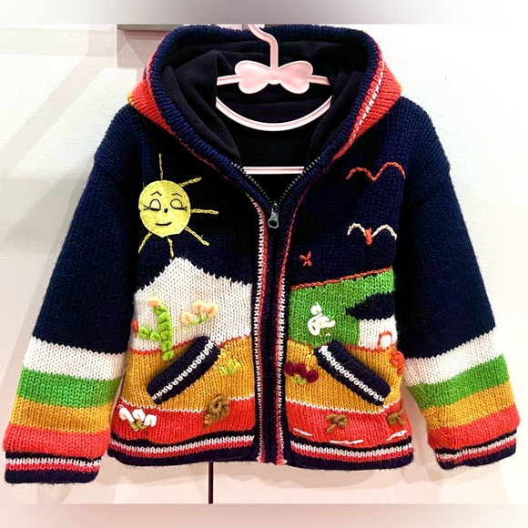 Jackets & Coats | Alpaca Peruvian Wool Kids Fleeced Knitted Jacket ...